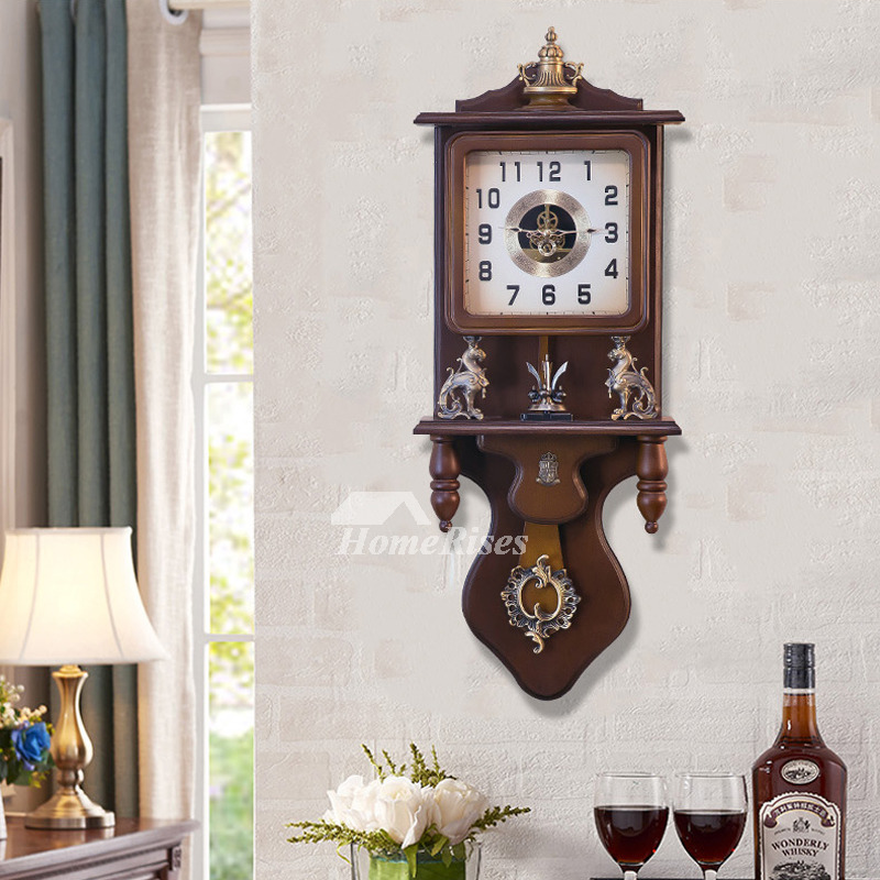 Living Room Chinese Wall Clock Large Retro Classical Wooden Antique