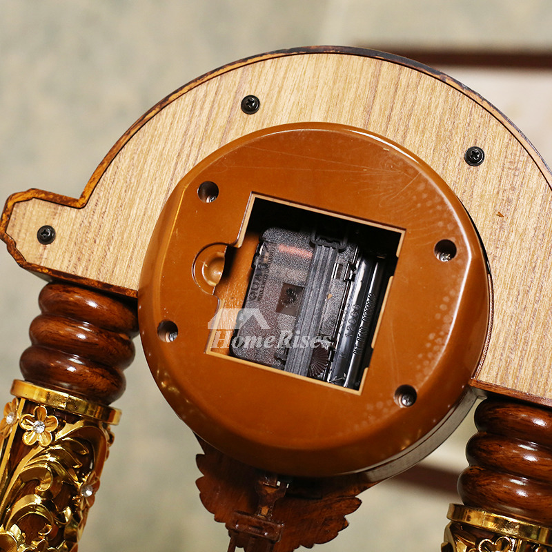 Decorative Table Clock Beautiful Wooden Carved Pendulum Desk Clock