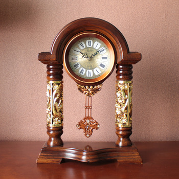 Decorative Table Clock Beautiful Wooden Carved Pendulum Desk Clock