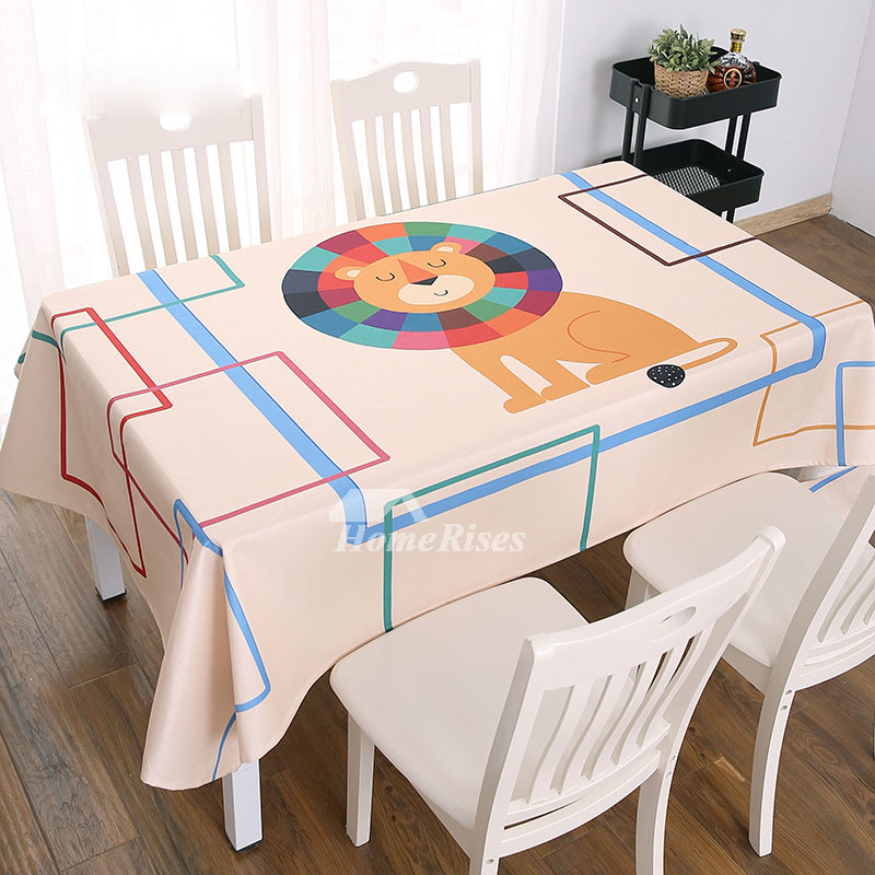 Cotton Linen Party Stain Resistant Printed Rectangle Tablecloth Simple