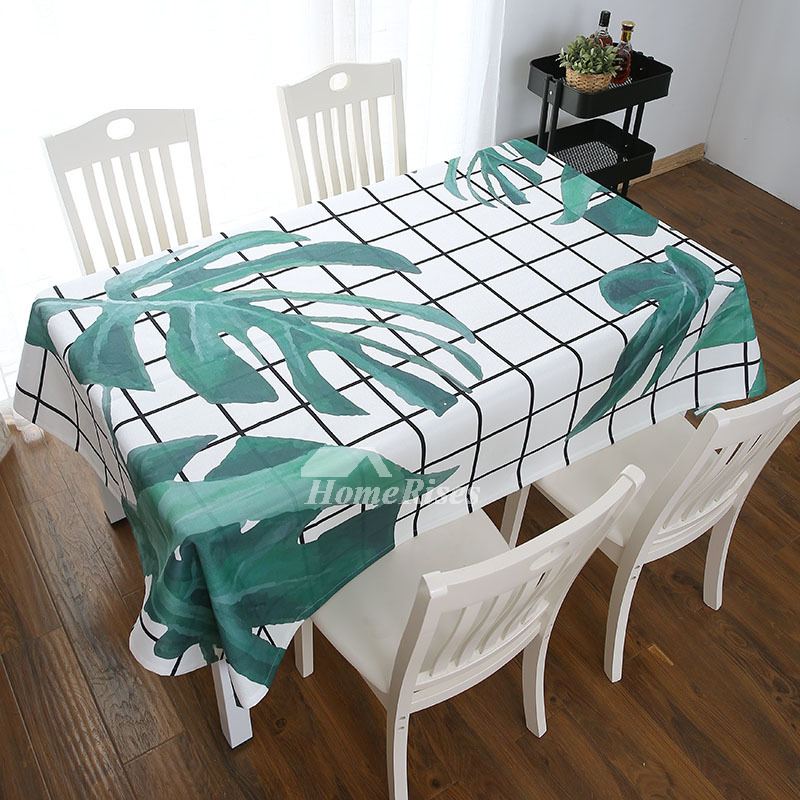 Cotton Linen Party Stain Resistant Printed Rectangle Tablecloth Simple