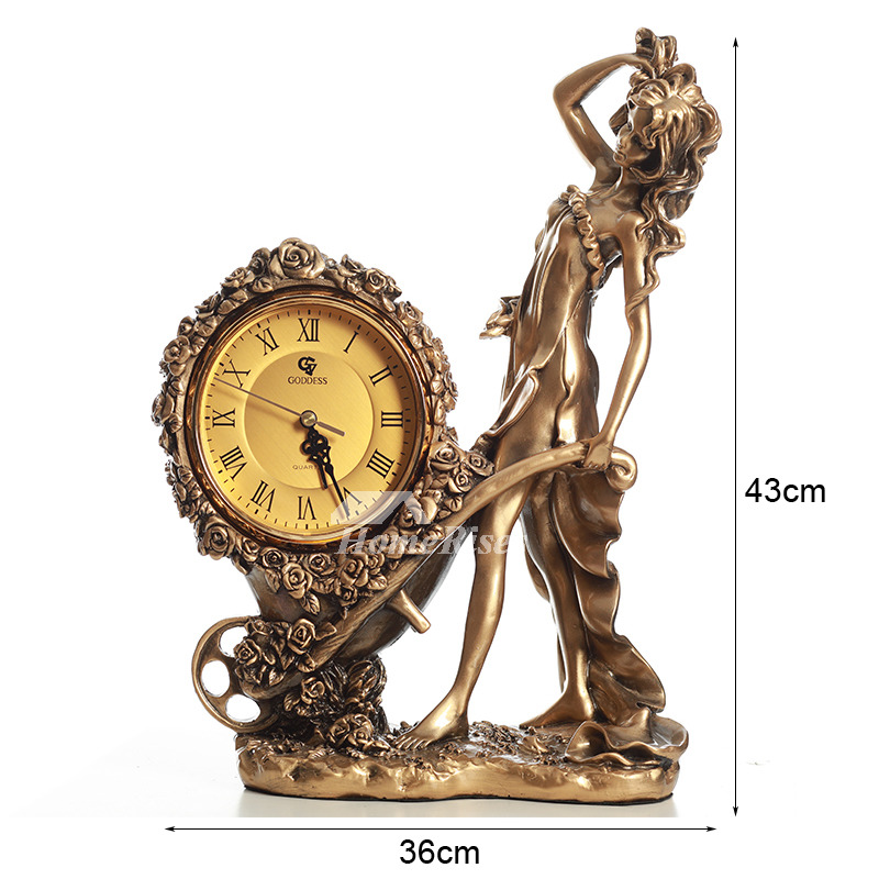 Personalized Desk Clock Resin Girl Gold Luxury Table Decoration