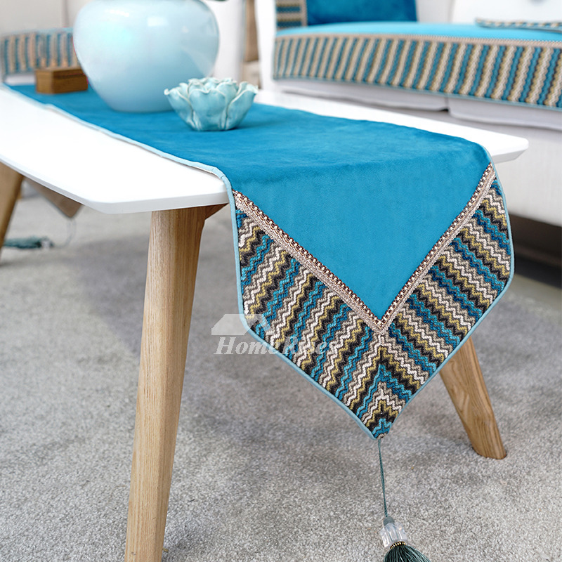 Blue/ Purple Table Runner Striped Holiday Elegant Flannel Dining Coffee