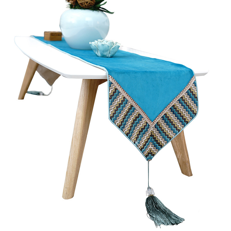 Blue/ Purple Table Runner Striped Holiday Elegant Flannel Dining Coffee