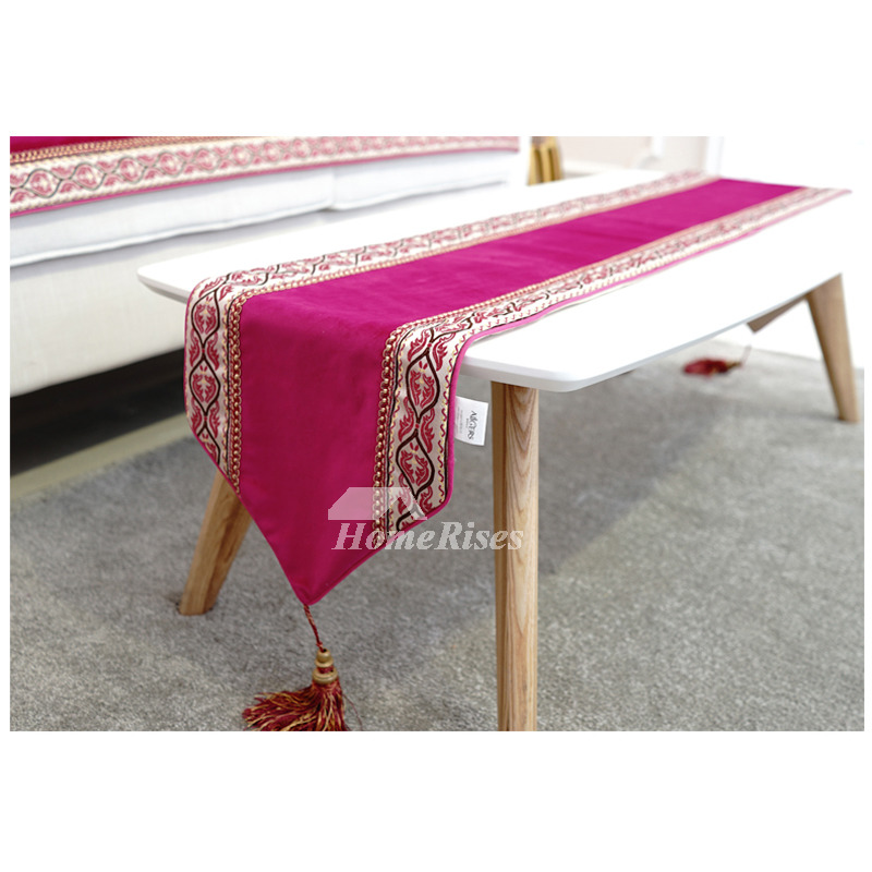Simple Modern Table Runner Coffee Solid Purple Fashion Spring Floral
