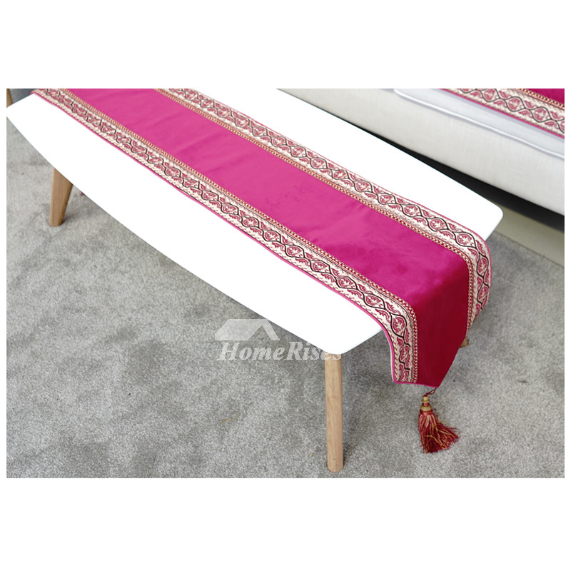 Simple Modern Table Runner Coffee Solid Purple Fashion Spring Floral