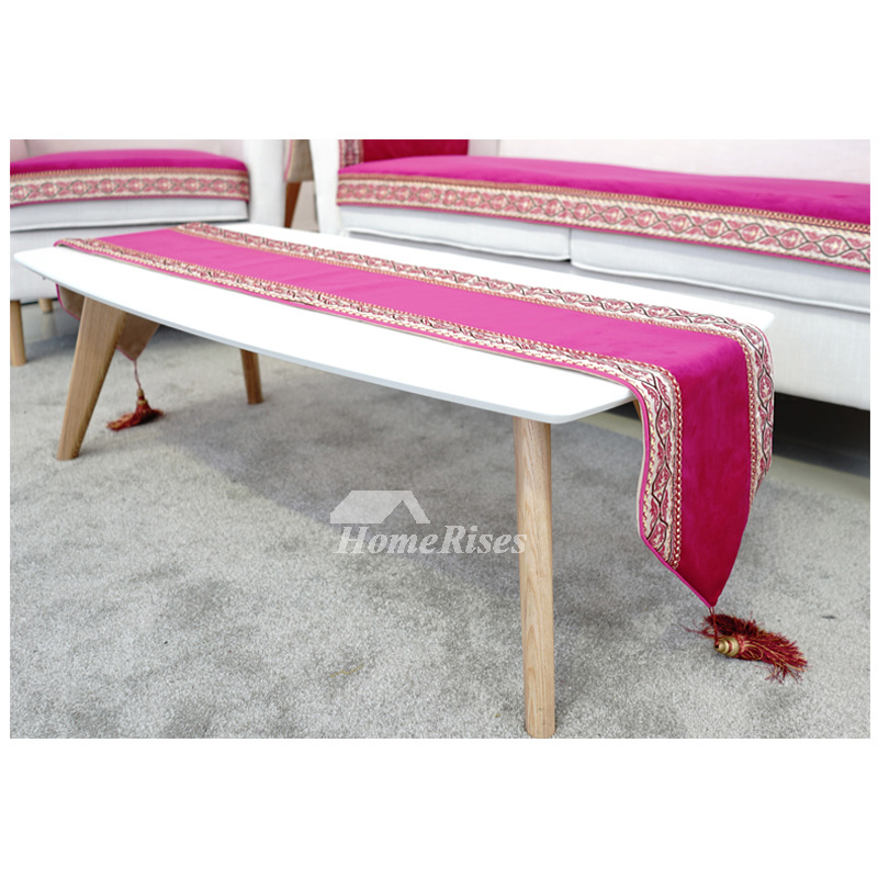 Simple Modern Table Runner Coffee Solid Purple Fashion Spring Floral