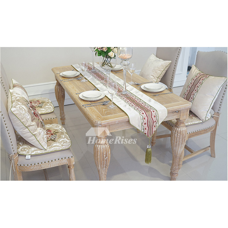 Embroider Flannel Blue Table Runner Elegant Decorative Luxury 72 Inch