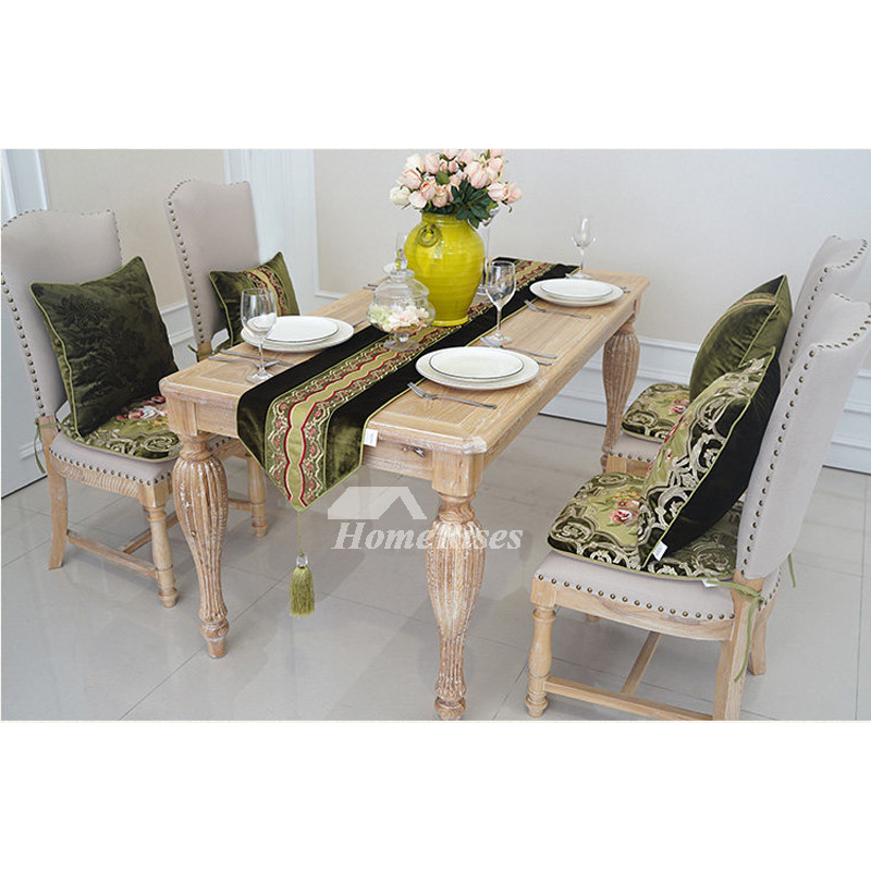 Embroider Flannel Blue Table Runner Elegant Decorative Luxury 72 Inch