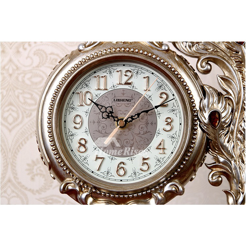 White Desk Clock Unique Best Art Deco 12 Inch Bedroom Nice Peacock