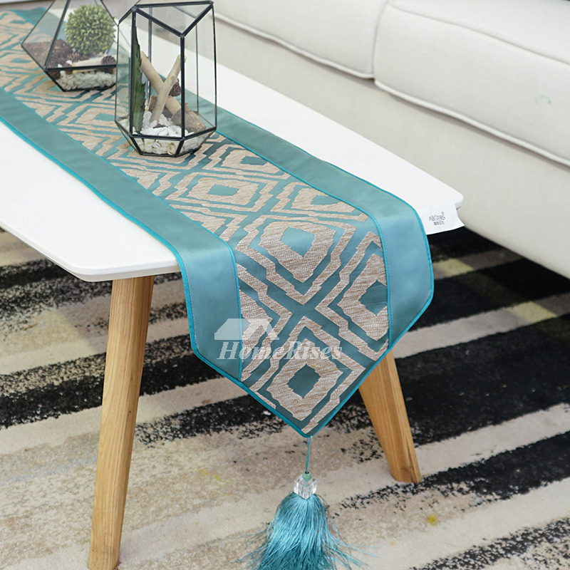 Geometric Table Runner Yellow Blue Decorative Modern 72 Inch