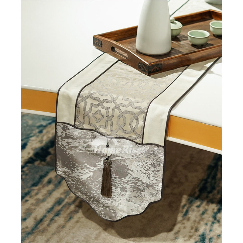 Modern Table Runner Elegant 72 Inch Grey Narrow Geometric