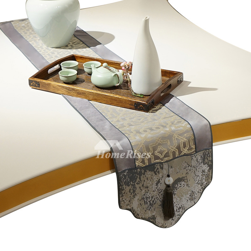 Modern Table Runner Elegant 72 Inch Grey Narrow Geometric