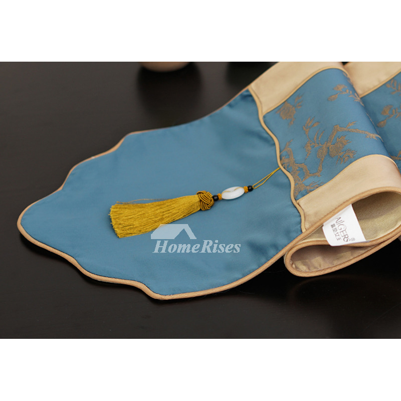 Dining Table Runner Decorative Contemporary Jacquard Navy 72 Inch