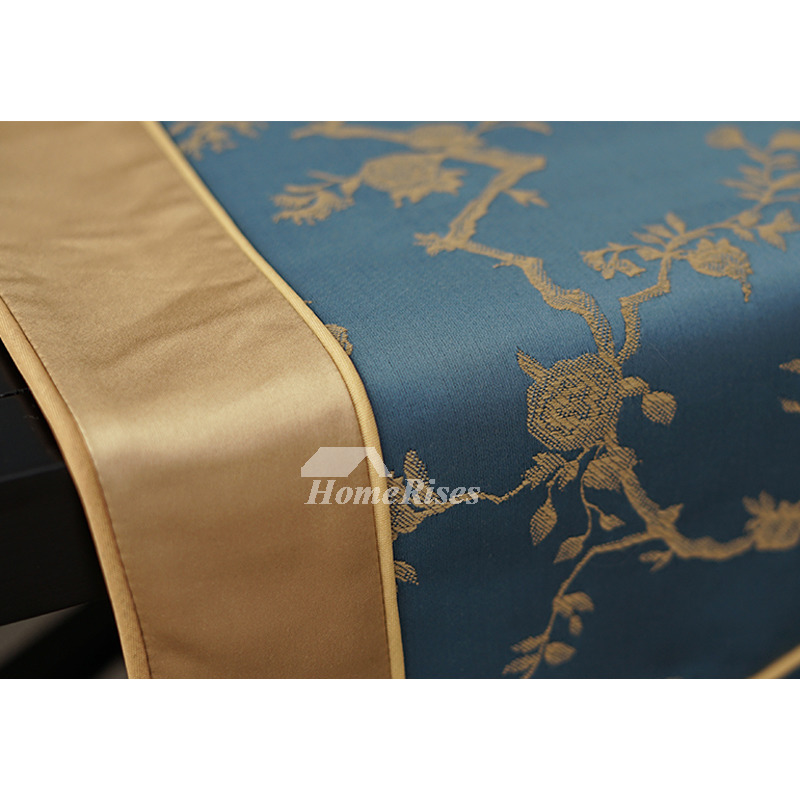 Dining Table Runner Decorative Contemporary Jacquard Navy 72 Inch