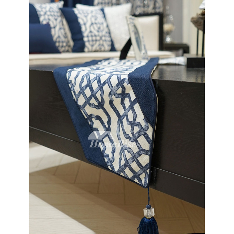 Cotton Linen Holiday Table Runners Luxury 72 Inch Blue Coffee
