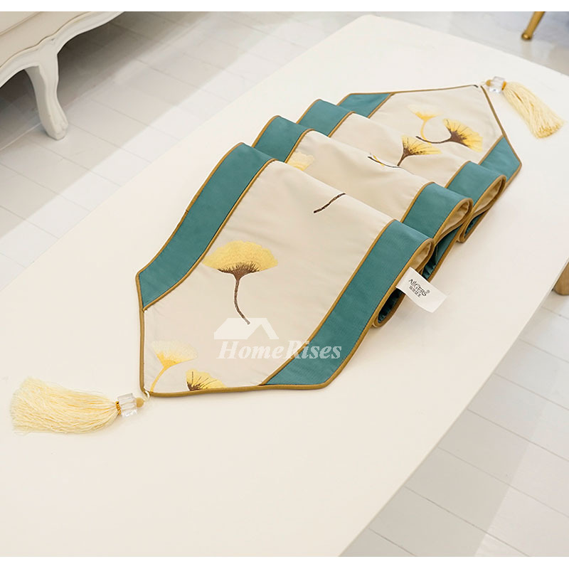 Elegant Table Runners Modern 72 Inch Damask Dining Green