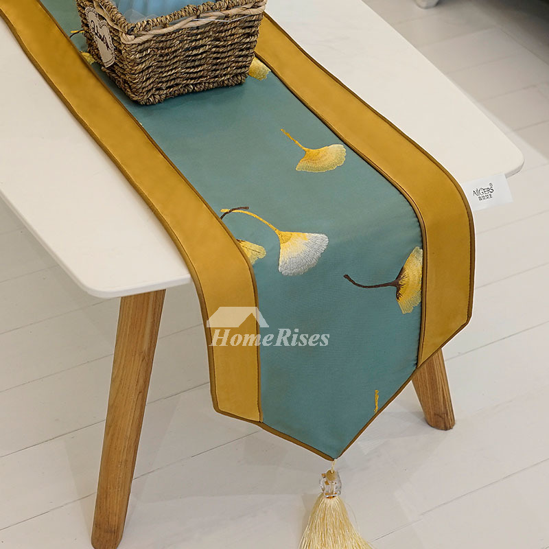 Elegant Table Runners Modern 72 Inch Damask Dining Green