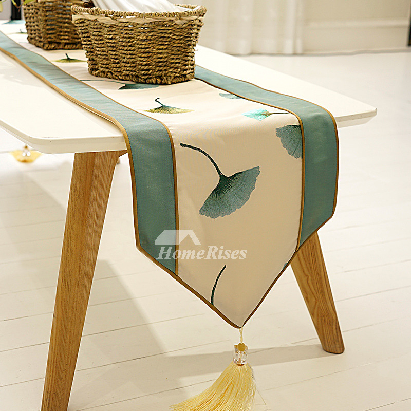 Elegant Table Runners Modern 72 Inch Damask Dining Green