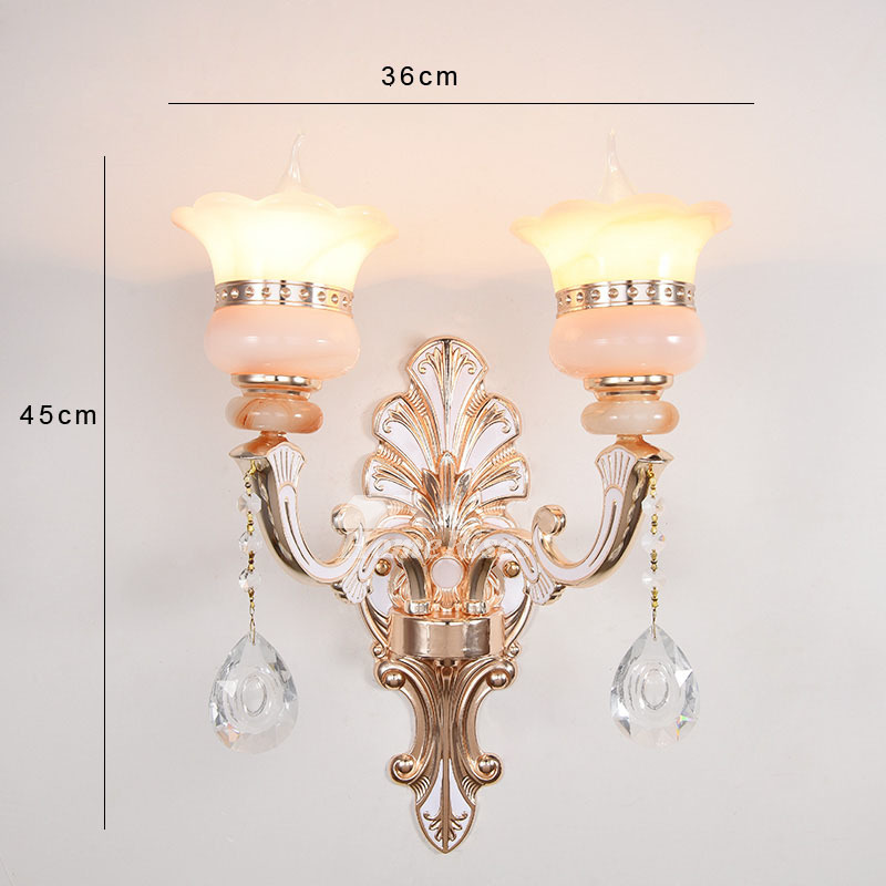 Carved Crystal Wall Sconce European Glass Lamp Shade BedroomCandle ...