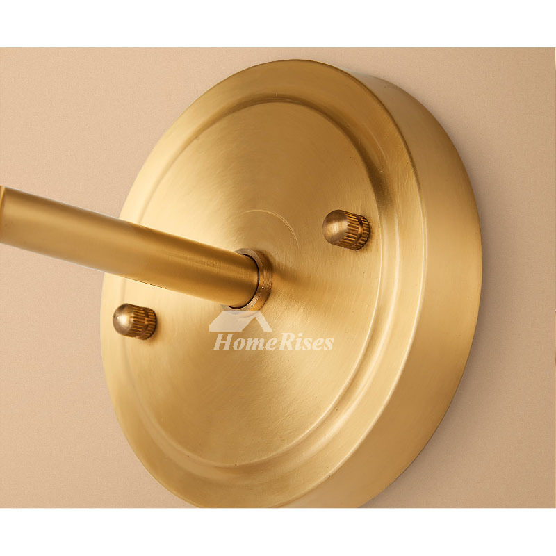 Gold Brass Bedside Wall Lamp Villa Courtyard Glass Lamp Shade Reading ...