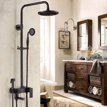 Luxury Exposed Oil Rubbed Bronze Shower Faucet System Wall Mounted ...