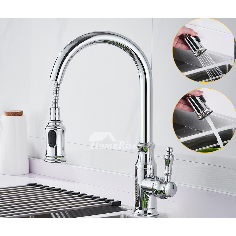 Black/ Silver Kitchen Sink Faucet Brass Oil Rubbed Bronze Chrome Pull ...