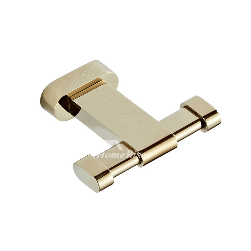 Polished Brass Double Robe Hook Gold Luxury Design Bathroom Vintage ...