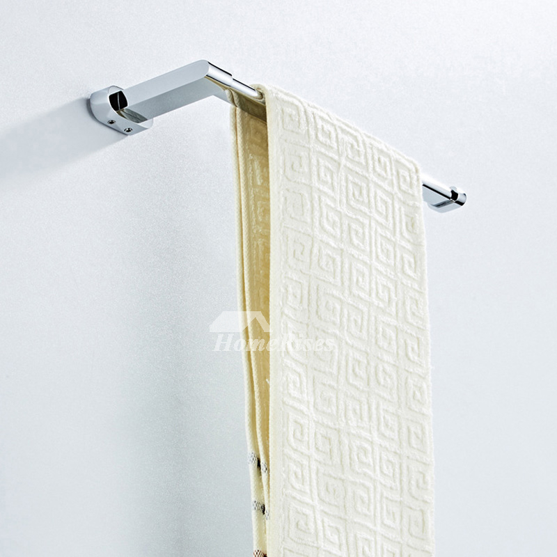 Bathroom Chrome Silver Towel Rack Brass Wall Mount Modern Single Towel ...