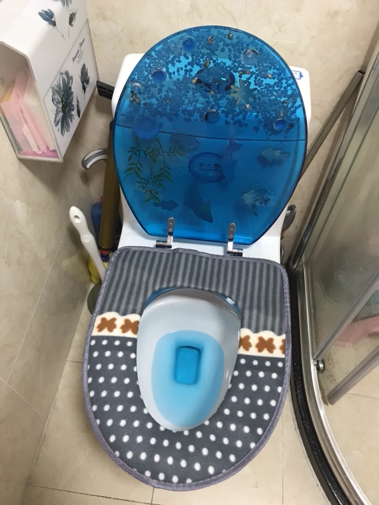 Seashell Toilet Seat Resin O Type Bathroom Blue