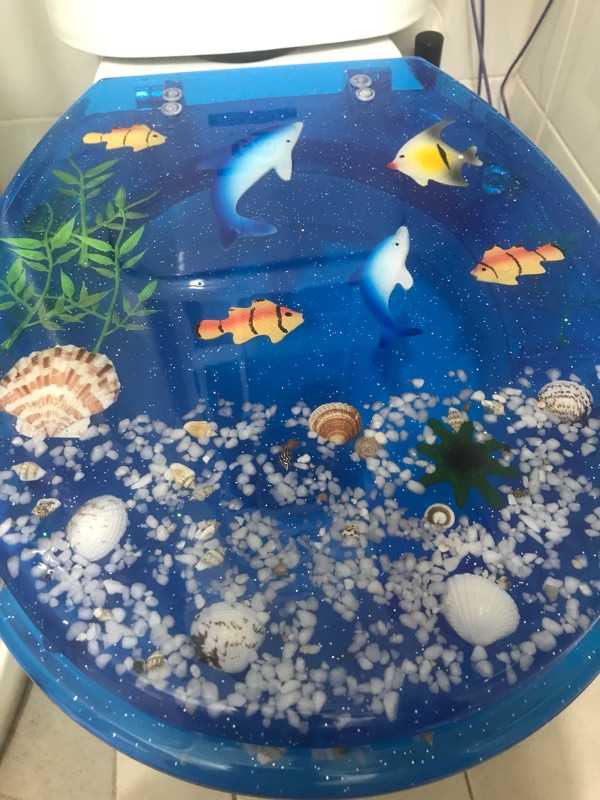 Seashell Toilet Seat Resin O Type Bathroom Blue