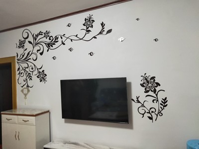 Black Acrylic 3D Wall Decor Sticker Large Beautiful Design Floral Custom